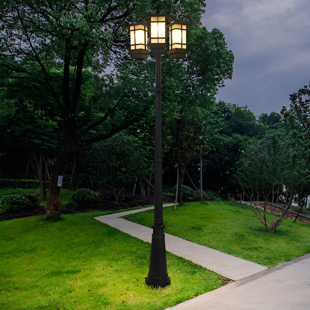 3 Lights Waterproof Black Modern Outdoor Post Light Public Lighting ...