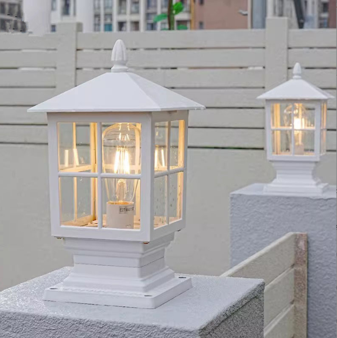 Traditional Square Waterproof LED outdoor column lights Black Classic ...